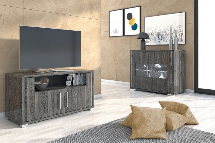 Armony Italian Grey Gloss 2 Door Sideboard with Interior LED Light – It ...
